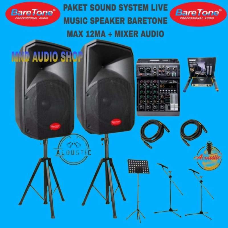 Promo Paket Sound System Akustik Baretone Max 12Ma + Mixer Audio Full ...