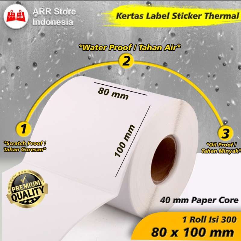 Jual kertas sticker label thermal barcode kertas printer thermal 80x100 ...