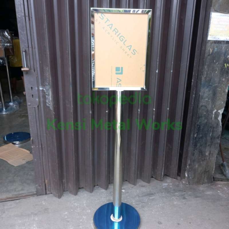 Promo Sign Stand Stainless Brosur Banner Poster QR Sign Frame display ...