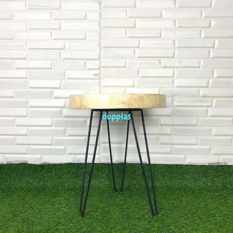 Jual Meja Scandinavian Bulat Kayu Kaki Besi Dekorasi Ruangan Rumah Home ...