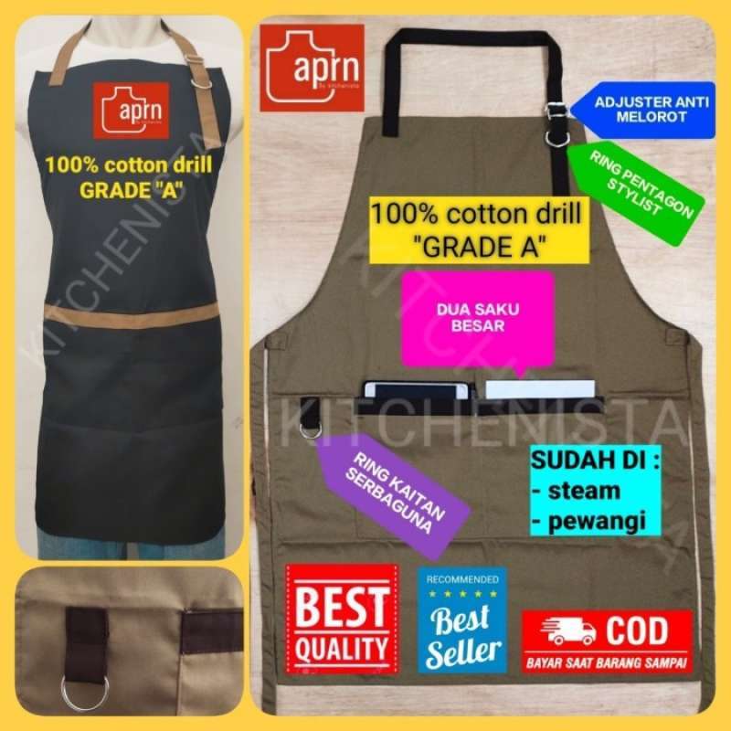 Promo apron barista celemek masak cocok untuk barista barber waitress chef Diskon 20% di Seller ...