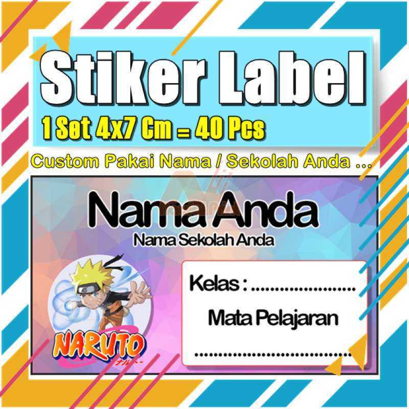 Jual Stiker Label Naruto Model M Buku Pelajaran Anak Vol-209 - Uk 4x7 ...
