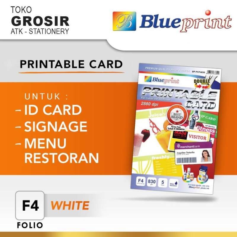Jual ID card Printable Card White, / ID Card White BLUEPRINT A4 di ...