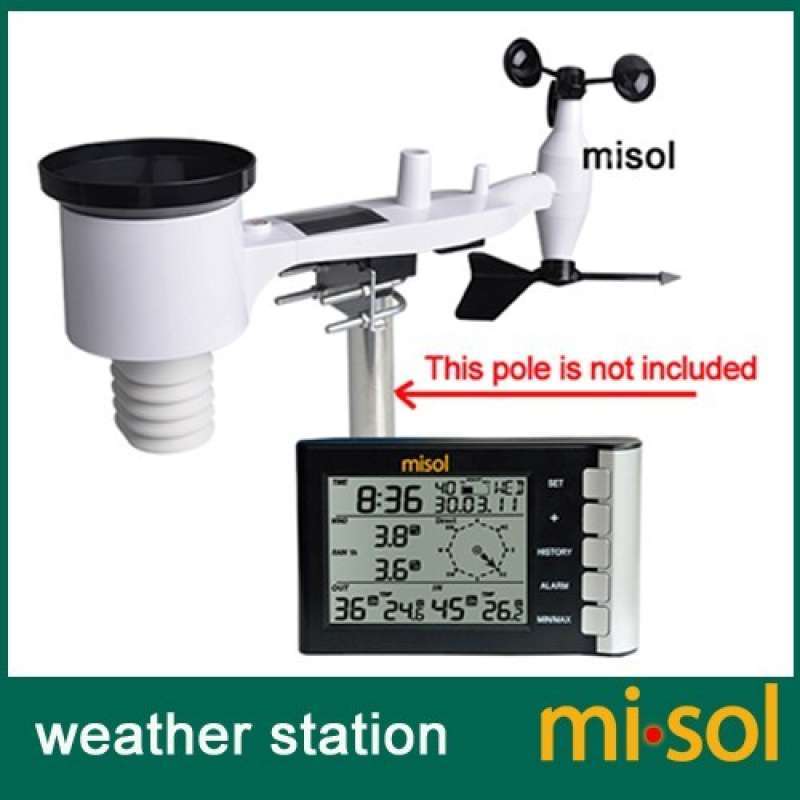 Promo Misol Weather Station Wireless Rainfall Dew Wind Rain Gauge ...