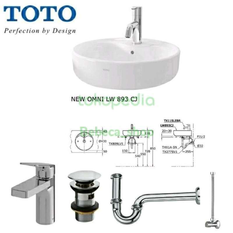 Promo Wastafel TOTO LW 893 CJ W/F Putih Comp Set Kran Dingin TX109LRS ...
