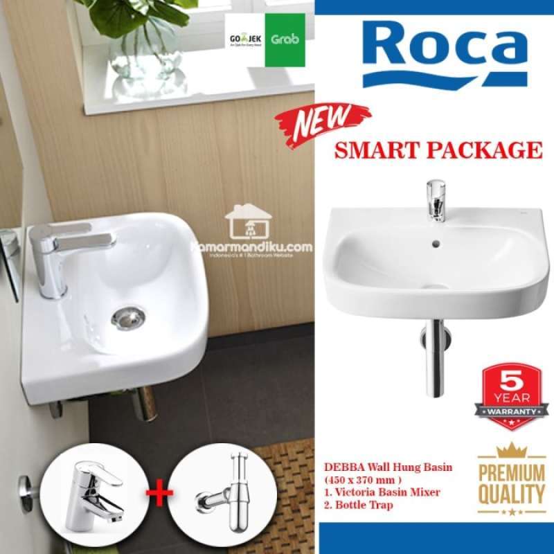 Promo Roca Smart Package wastafel SET Debba Wall hung ex spanyol Diskon 23% di Seller Waroka ...