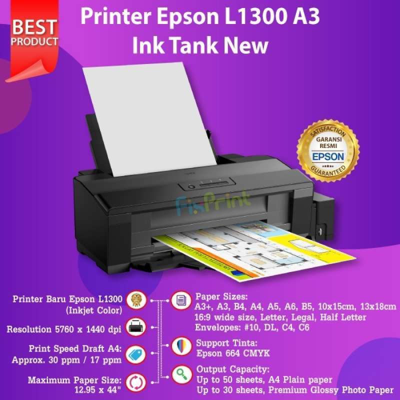 Promo Printer Epson L1300 New Printer A3+ L 1300 InkTank Infus Pabrik Diskon 33% di Seller Jaya ...