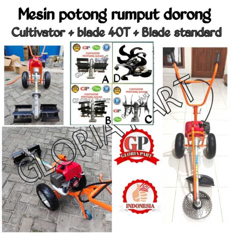 Jual Mesin Potong Rumput Dorong + Cultivator/pengembur Tanah Penyiang ...