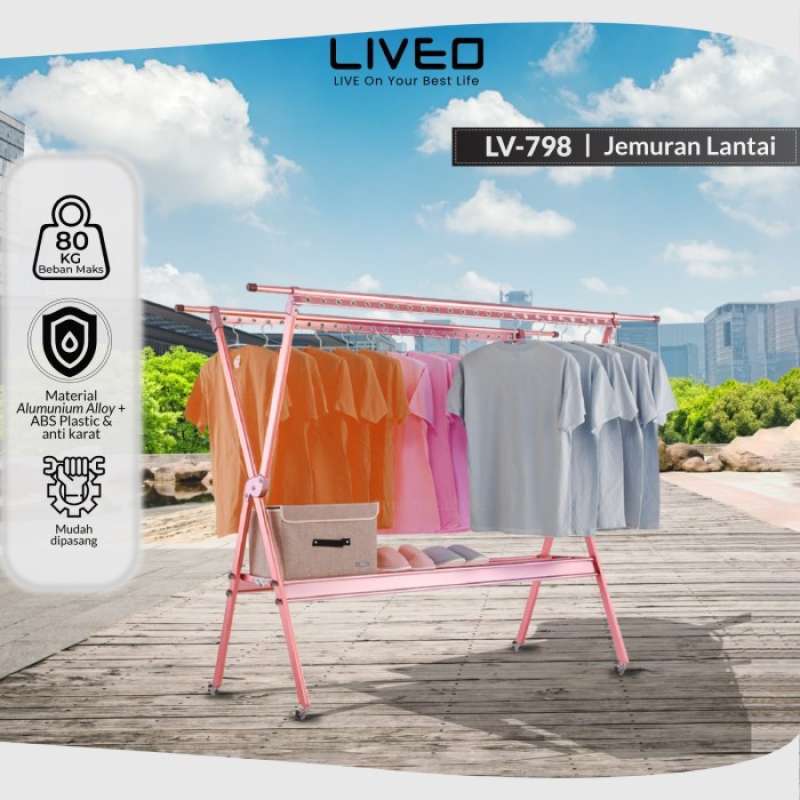 Promo Jemuran Lipat Lantai Baju Liveo Lv-798 / Liveo Double Pole ...