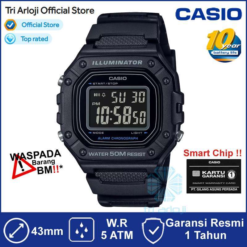 Promo Casio W-218h-1bvdf Jam Tangan Pria Digital Original Hitam W-218h-1b W218h Diskon 25% Di ...
