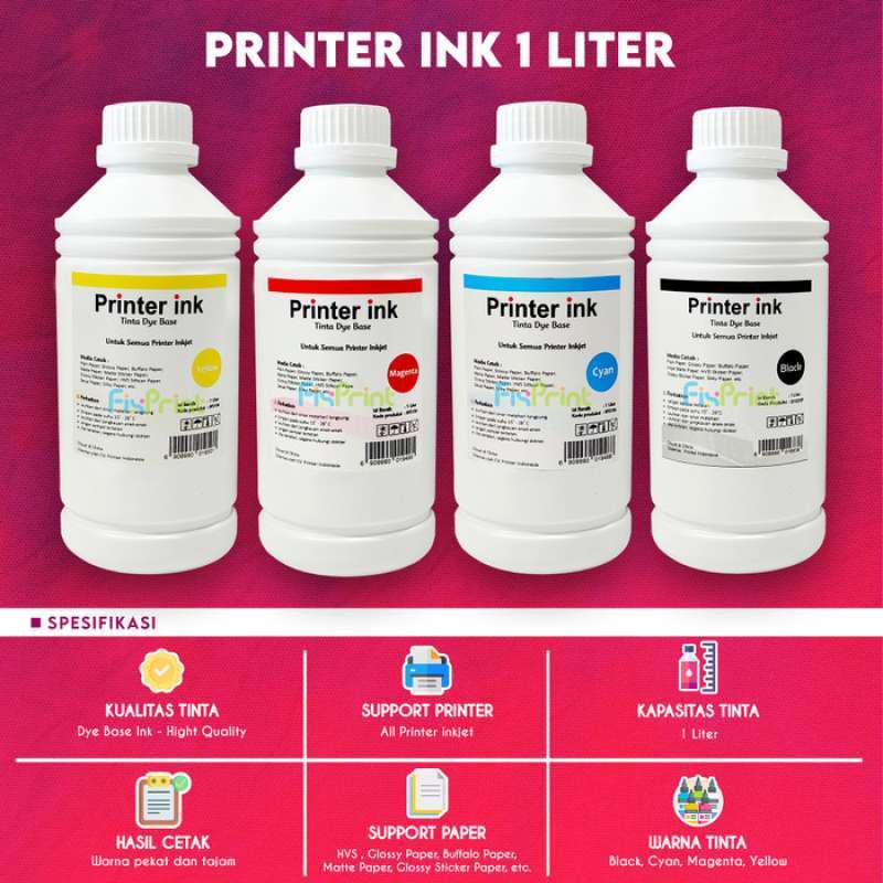 Promo Tinta 1 Liter Refill Dye Base Printer L120 L360 L565 L3110-L1110 ...