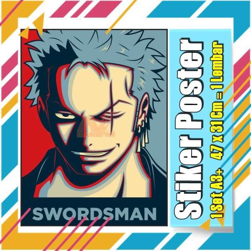 Jual Stiker Label One Piece 3 Luppy Zoro Brock Sanji Coper Nami Robin