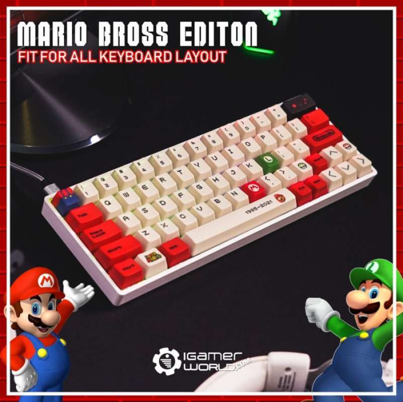 Promo Keycaps Super Mario Bros PBT Dyesub for Mechanical Gaming ...