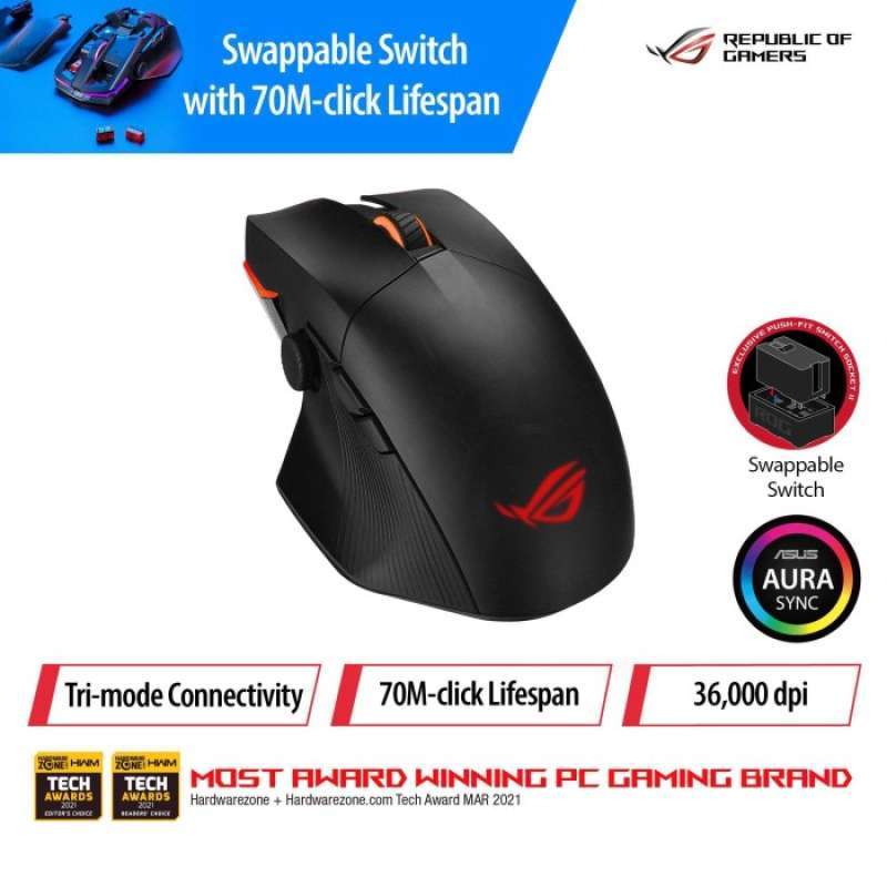 Jual ASUS ROG CHAKRAM X Origin Wireless Mouse [ROG Micro 70M, ROG ...