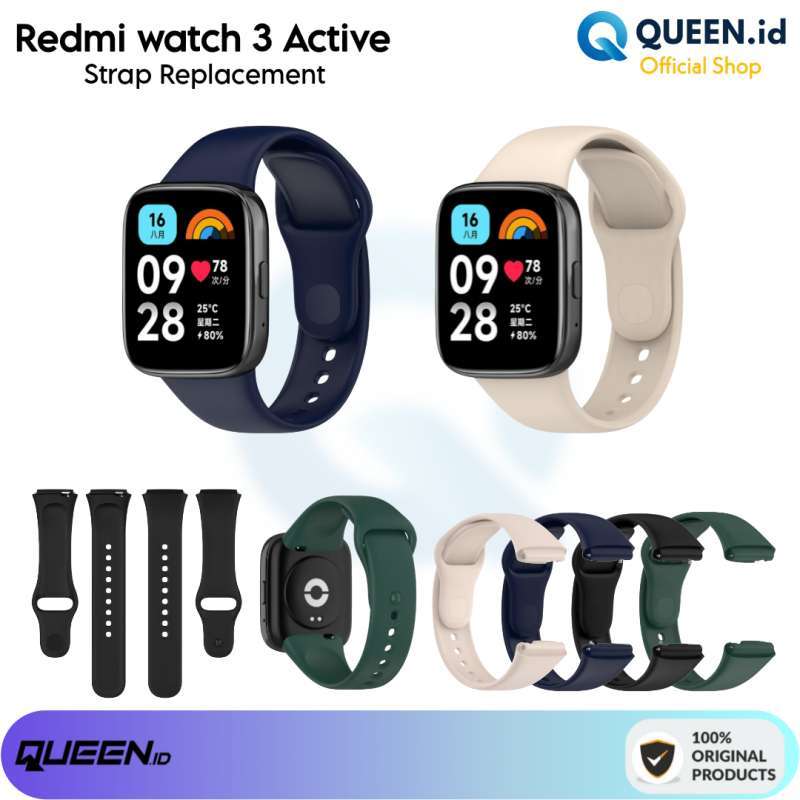 Jual Xiaomi Redmi Watch 3 Active Strap Tali Jam Silicone Rubber Karet Strap Black Di Seller