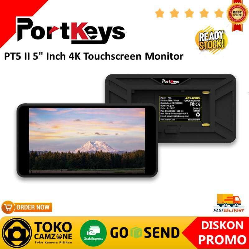 Promo Portkeys PT5 II 5 Inch 4K Touchscreen Monitor Eksternal Diskon 1% ...