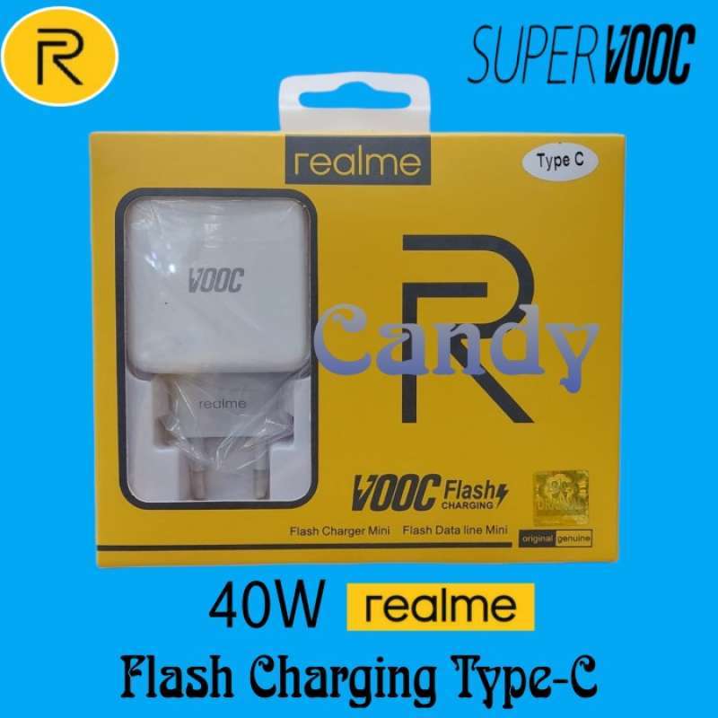 Promo Charger realme original 100% super VOOC 4A 40W flash charging type C Diskon 23% di Seller ...