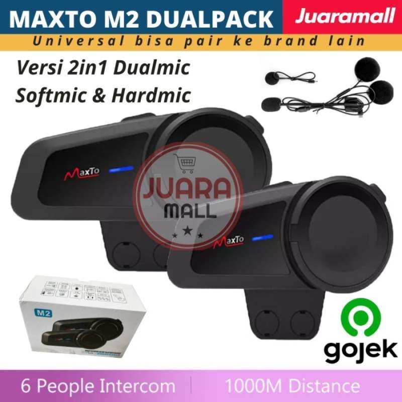 Promo Intercom Maxto M2 Bluetooth Helm Dual Mic 6 Rider Isi 2 Pcs ...