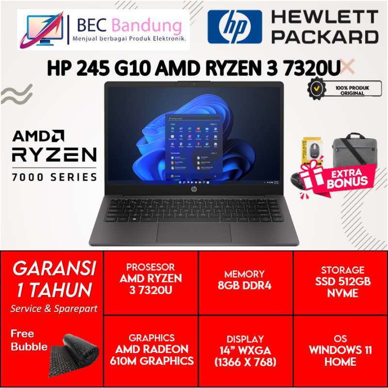 Jual Hp 245 G10 14 Business Laptop Amd Ryzen 3 7320u Ram 8gb Ssd 512gb ...