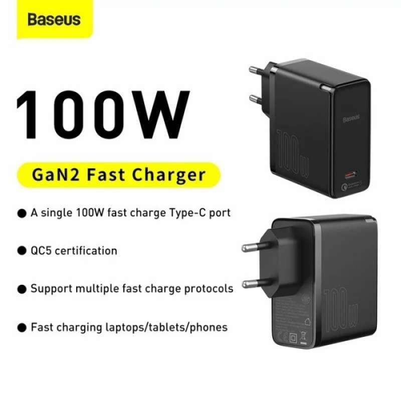 Promo BASEUS GAN 2 100W Adapter Quick Charge 5.0 Laptop /TAB Diskon 23% ...