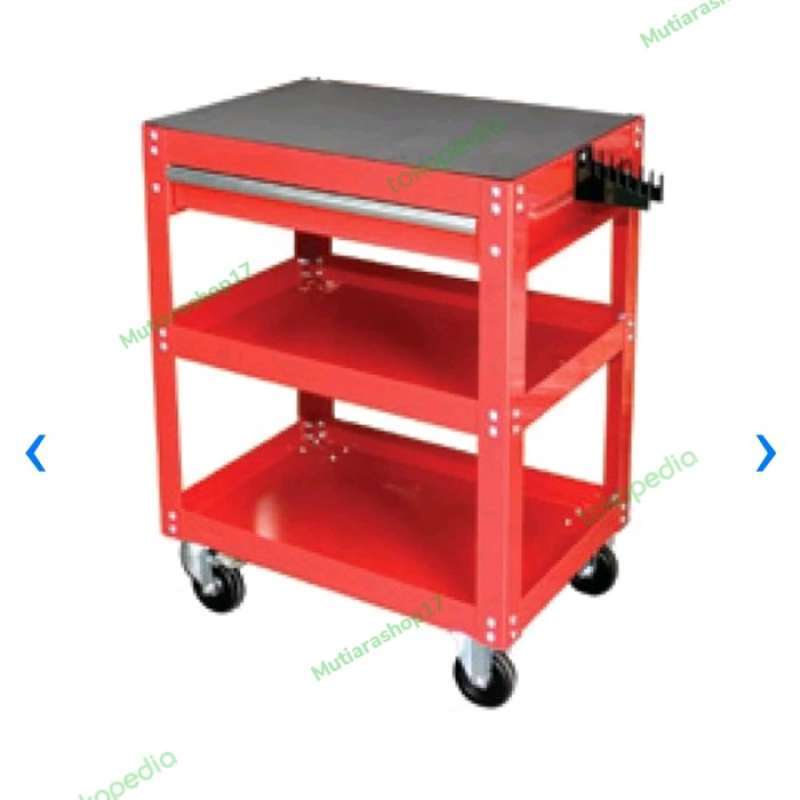 Promo troli bengkel Perkakas Tool Box Cabinet Trolley 1 drawer 2 rak ...