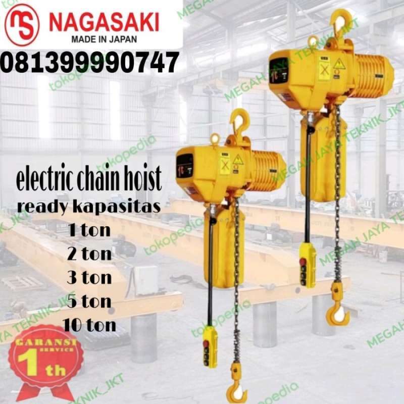 Promo ELECTRIC CHAIN HOIST 1 TON 12 MTR 380V/3 PHASE NAGASAKI MADE IN ...