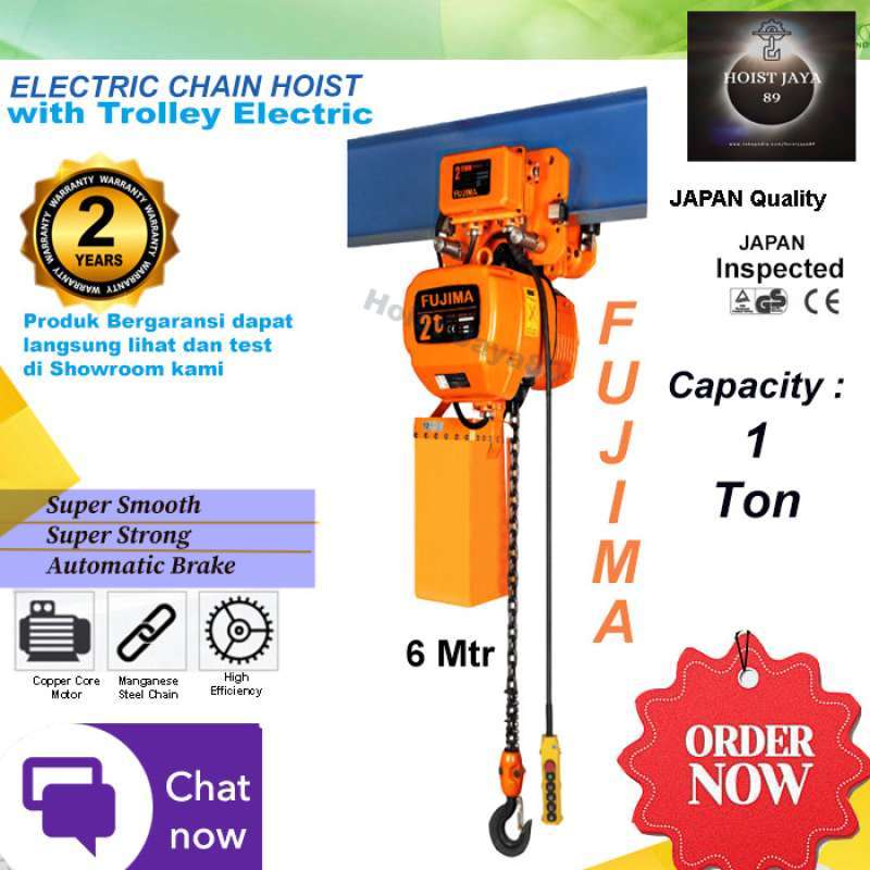 Jual Electric Chain Hoist With Trolley 1 Ton X 6 Meter Fujima Japan Di ...
