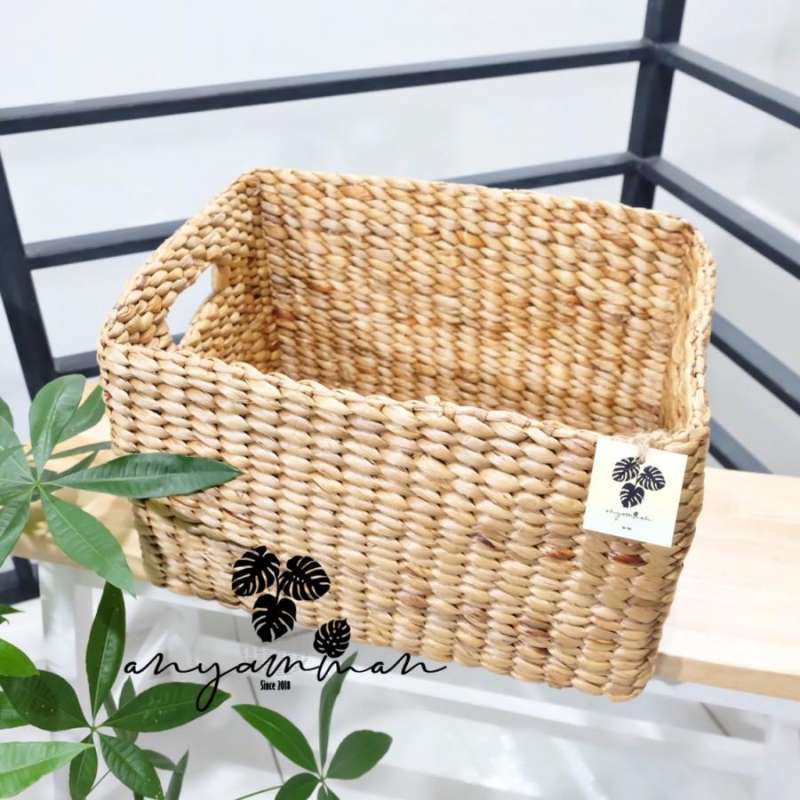 Jual Keranjang Anyaman Enceng Gondok Kotak Box Organizer Large Natural ...