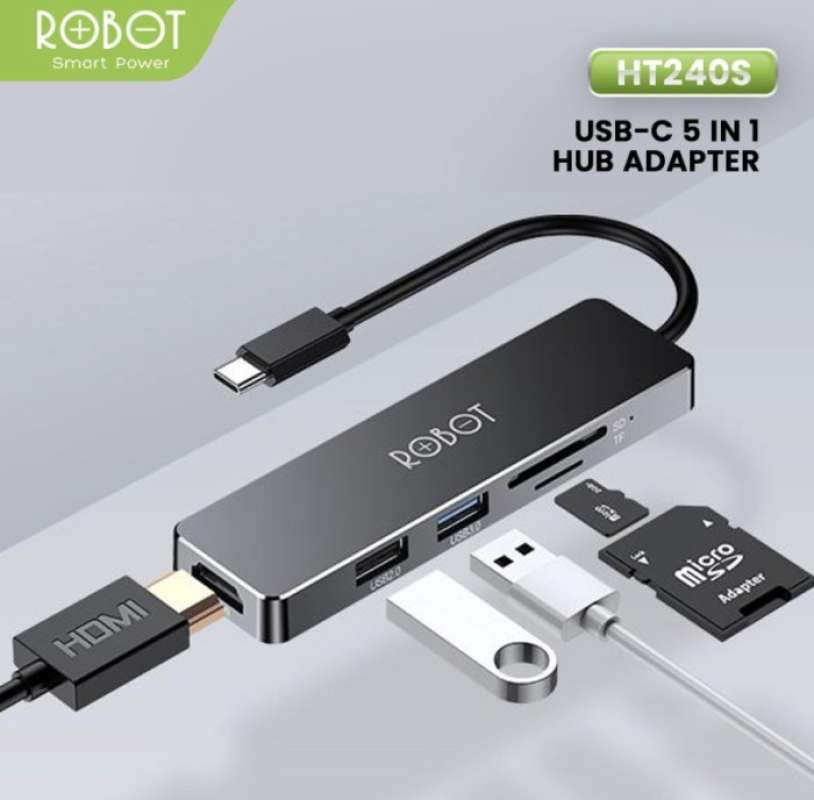 Promo Robot Ht240S Usb-C Hub 5In1 / Type-C Usb Hub Card Reader 4K Hdmi ... Promo Robot Ht240S Usb-C Hub 5In1 / Type-C Usb Hub Card Reader 4K Hdmi ...