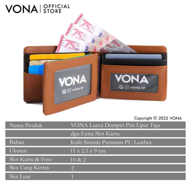 Jual Vona Dompet Pria Kulit Premium Lipat Tiga - Lucca - Hitam Di ...