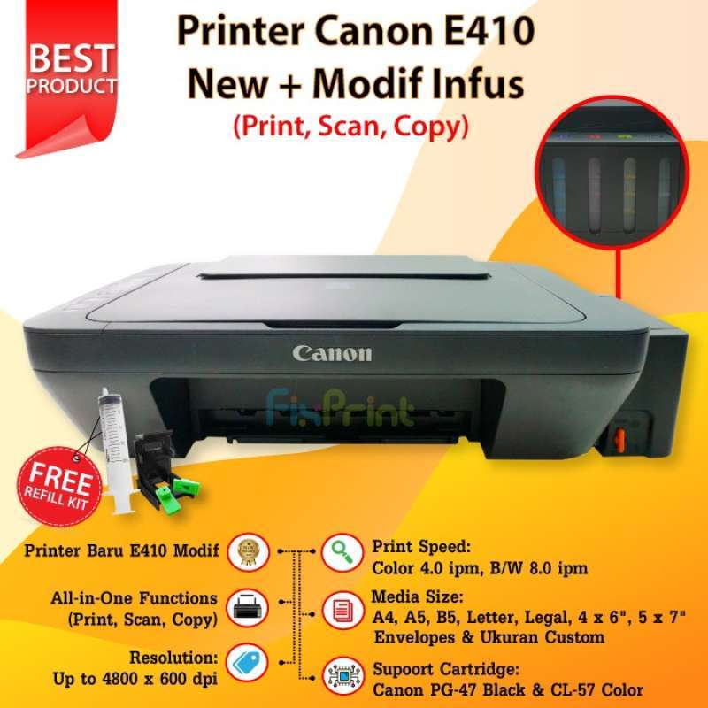 Jual Printer Canon Pixma E410 Print Scan Copy All-in-one New + Modif ...