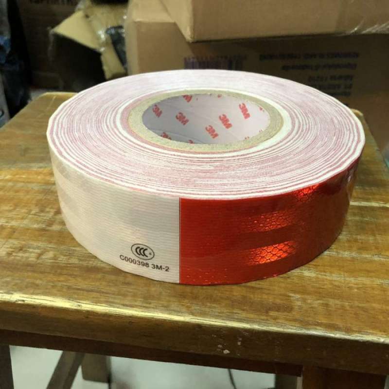 Promo 3m Reflective Sticker Warning Tape Safety Merah Putih Scotlight ...