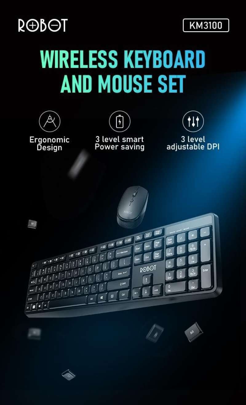 Promo Robot Km3100 Wireless Keyboard & Optical Mouse Combo Set (New ...