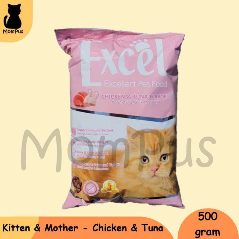 Promo Excel Cat Food Mother Kitten Chicken Tuna Pink 500gr Diskon 34% ...