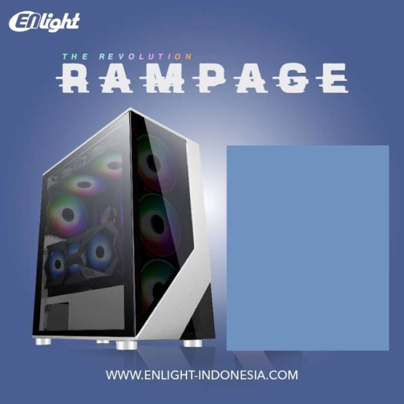 Promo Enlight Rampage White Tempered Glass Mid Tower Atx Case 4X Fan ...