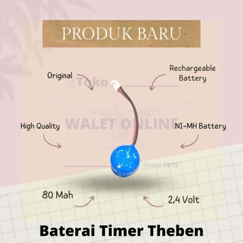 Jual BATERAI TIMER THEBEN NI-MH 2,4V 80MAH ORIGINAL RECHARGEABLE ...
