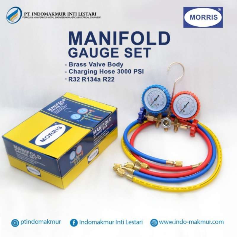 Promo Manifold Morris Double Gauge Set Freon Ac R22 R32 R134A Loo ...