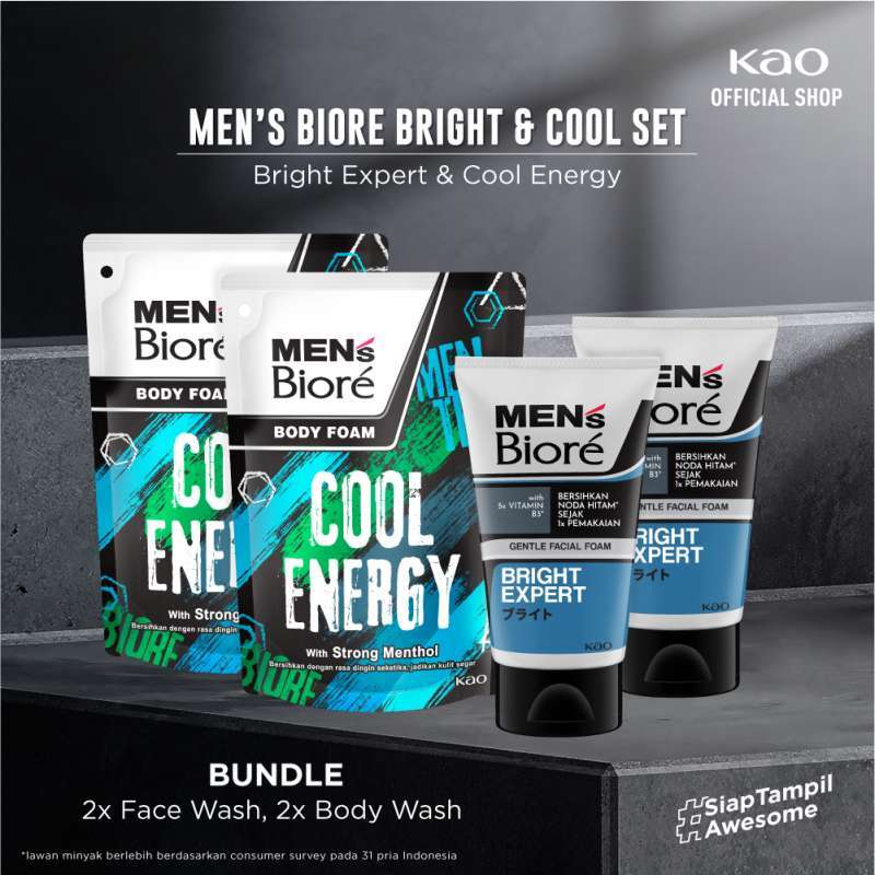 Promo Men’s Biore Bright Expert Facial Foam [100 G] - Twinpack + Men's ...
