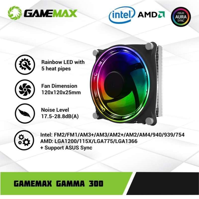 Promo Gamemax Gamma 300 Rainbow Fan Cpu Cooler Fan Processor Diskon 23% ...