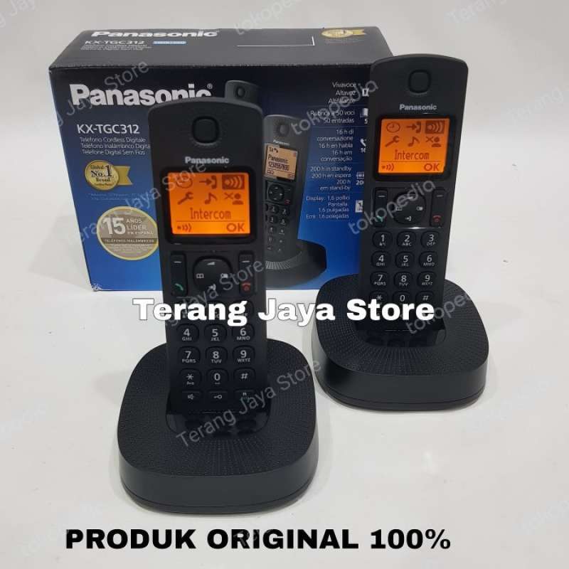 Promo Telepon Wireless Panasonic Kx-tgc312 (2 Handset) Hitam Diskon 23% Di Seller Rocho Store ...