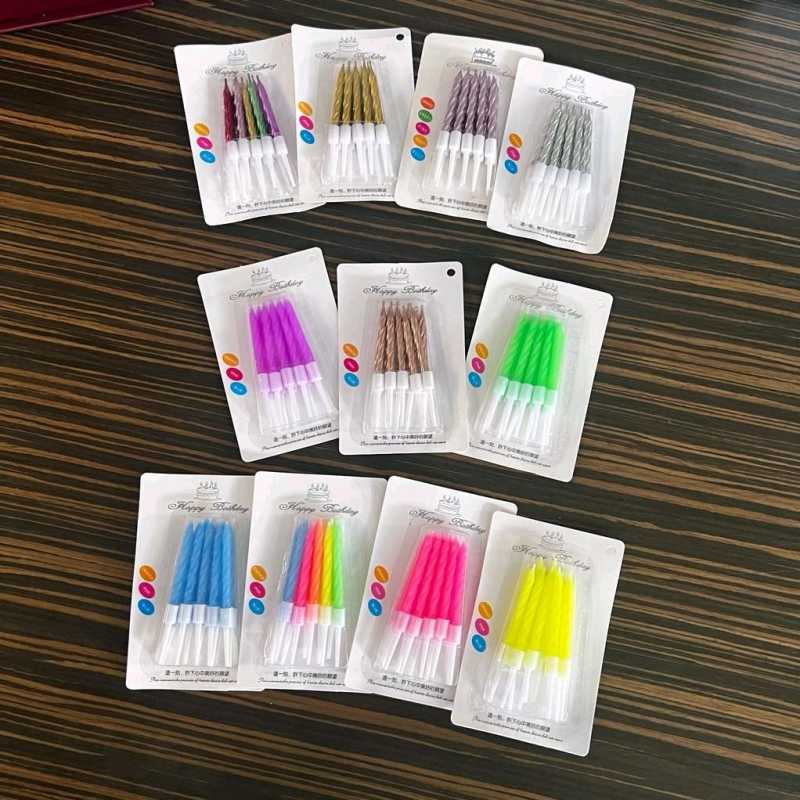 Jual lilin ulir metalic pendek, lilin ulang tahun, birthday candle neon ...