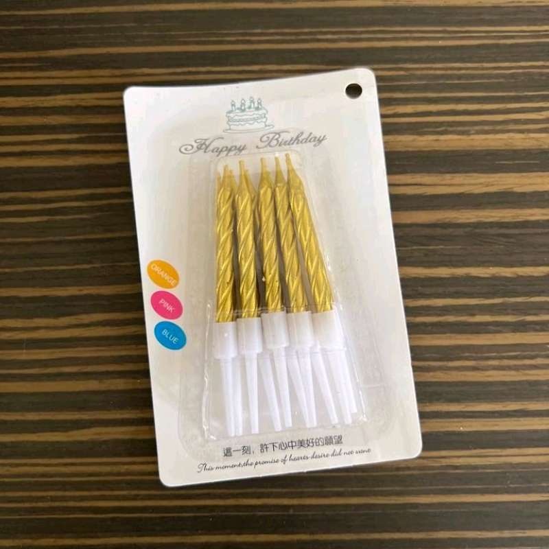 Jual lilin ulir metalic pendek, lilin ulang tahun, birthday candle neon ...