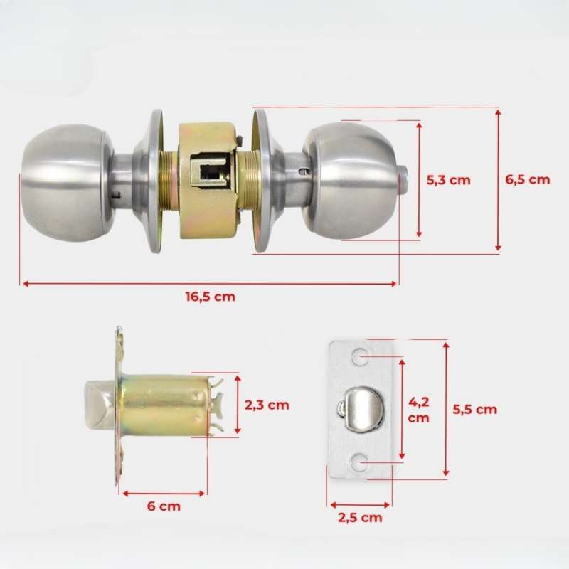 Jual Handle Bulat Kunci Pintu Kamar Mandi Toilet Stainless 1 Set Weldom ...