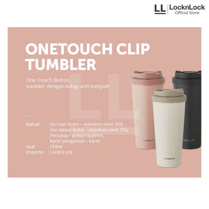 Promo Locknlock One Touch Clip Tumbler 550ml - Lhc3249nvy/wht - Navy ...