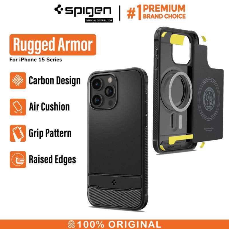 Jual Case iPhone 15 Pro Max Spigen Rugged Armor MagSafe Carbon Casing di Seller Spigen Indonesia ...