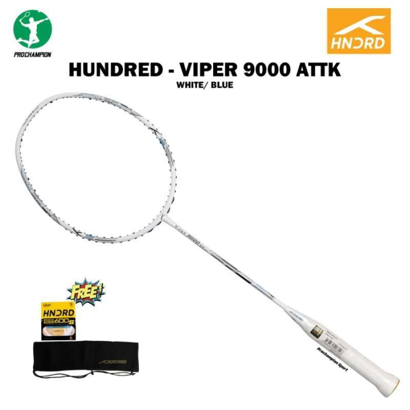 Jual Raket Badminton Original Hundred Viper 9000 Attack ATK White Blue ...