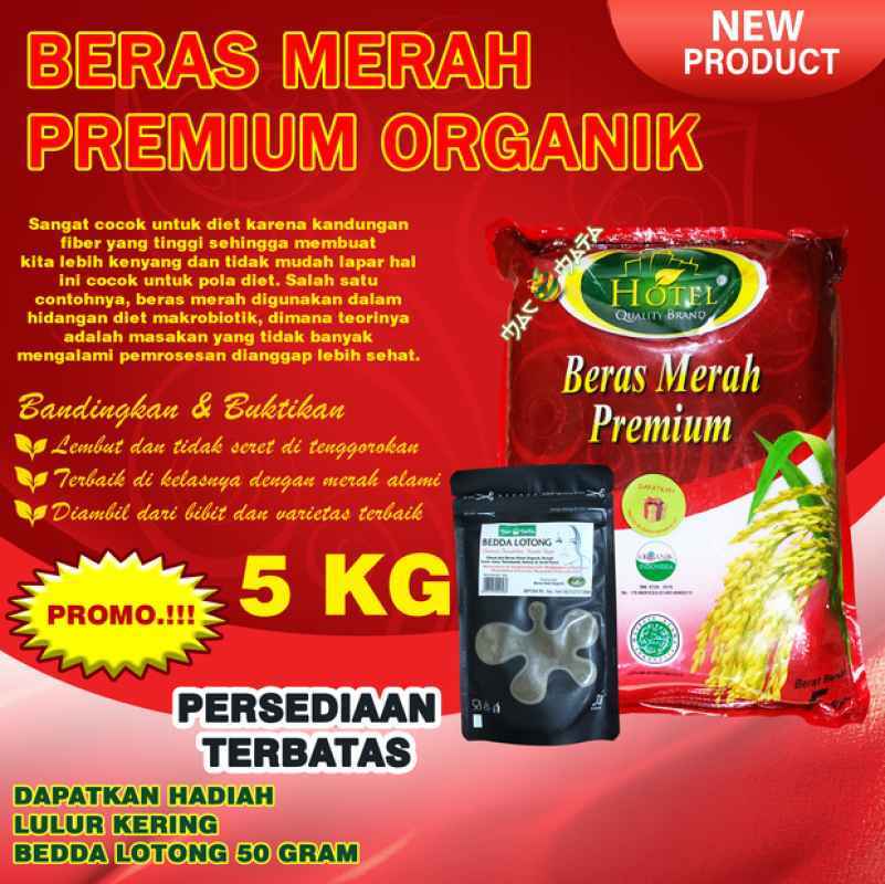 Jual Beras Merah HOTEL 5kg - Beras Merah Organik - Beras Organik Merah ...