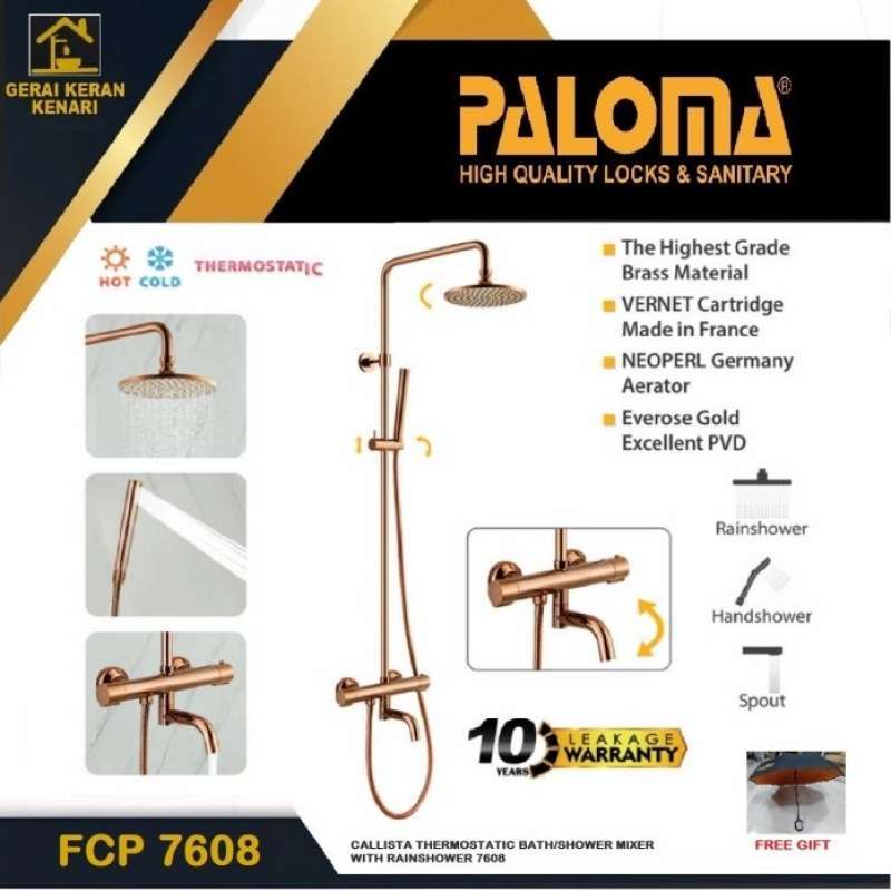 Promo Paloma Keran Shower Tiang Kran Air Panas Dingin Fcp 7608 Rose ...