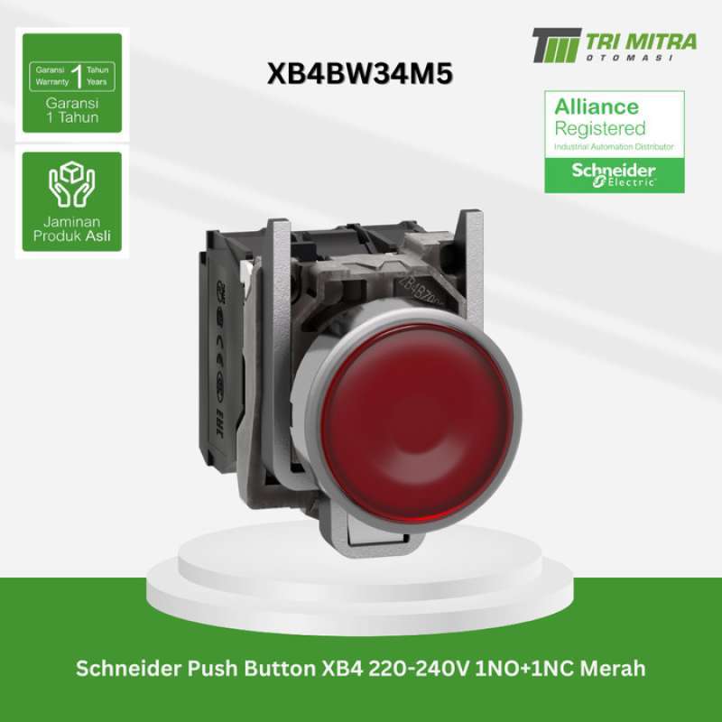 Promo Schneider Push Button Xb4 220-240v 1no+1nc Merah - Xb4bw34m5 ...