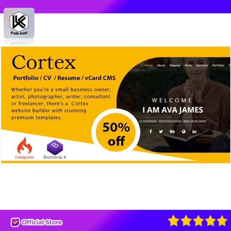 Promo SOURCE CODE APLIKASI CORTEX PORTFOLIO / CV / RESUME / VCARD CMS ...
